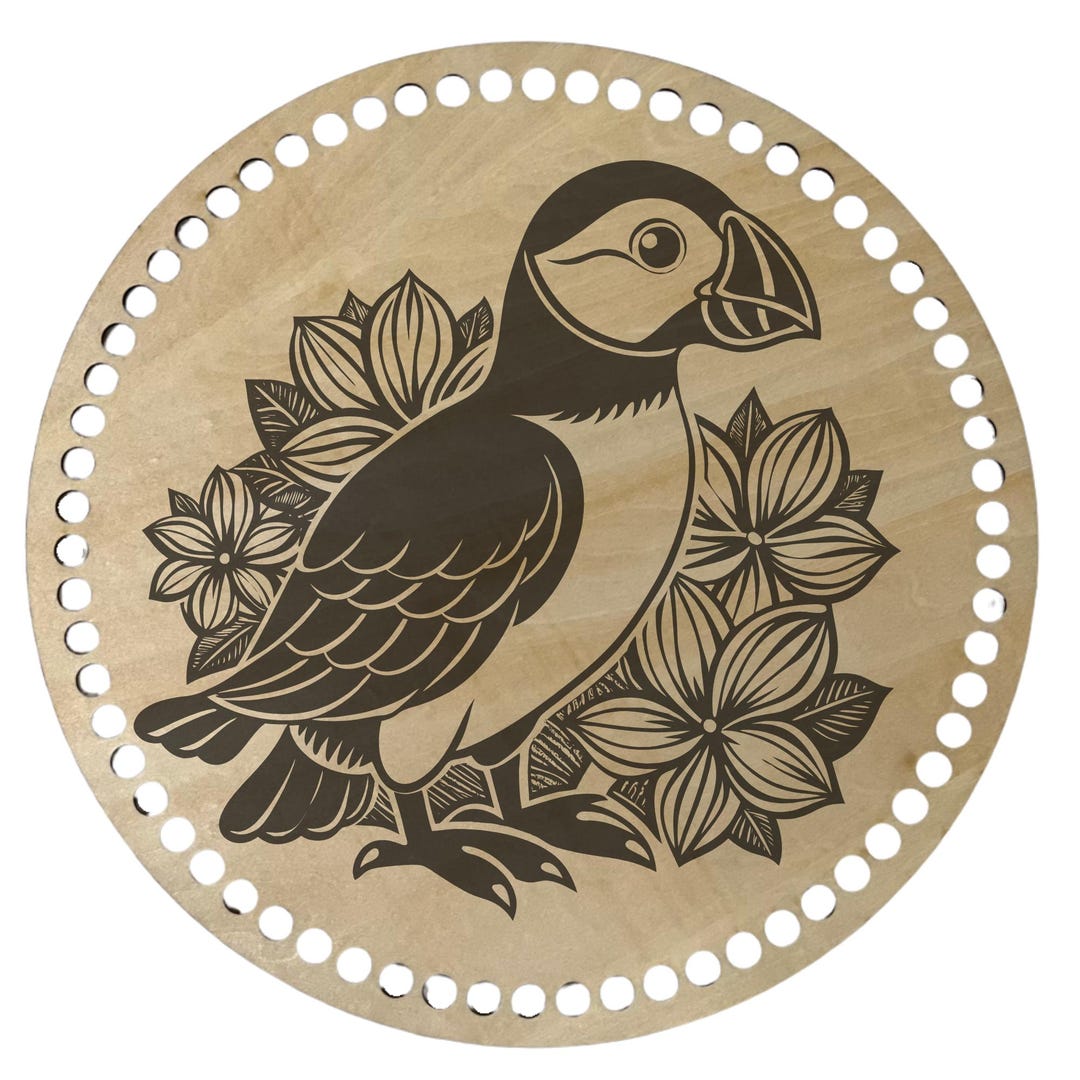 You Choose Laser Cut Base With Puffin Design – Wood Yarn Bowl Base for ...