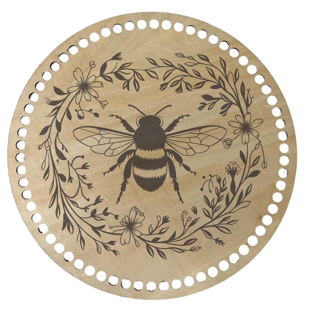 Laser Engraved Your Choice Bee Designs 3mm Wood Round For: Crochet ...