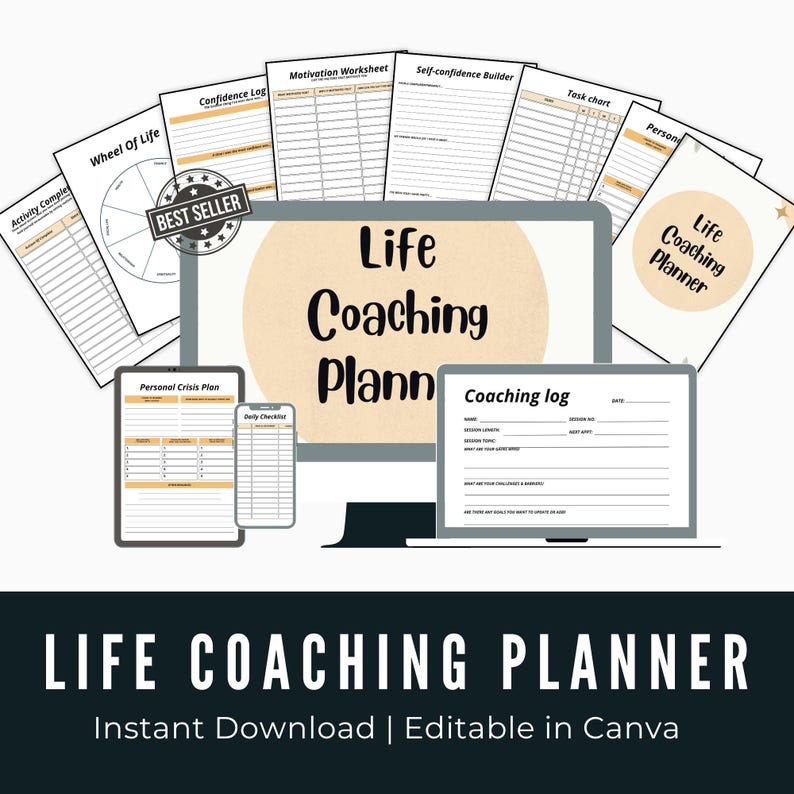 Life Coaching Planner | Digital Coach Organizer | Goal Setting & Client ...