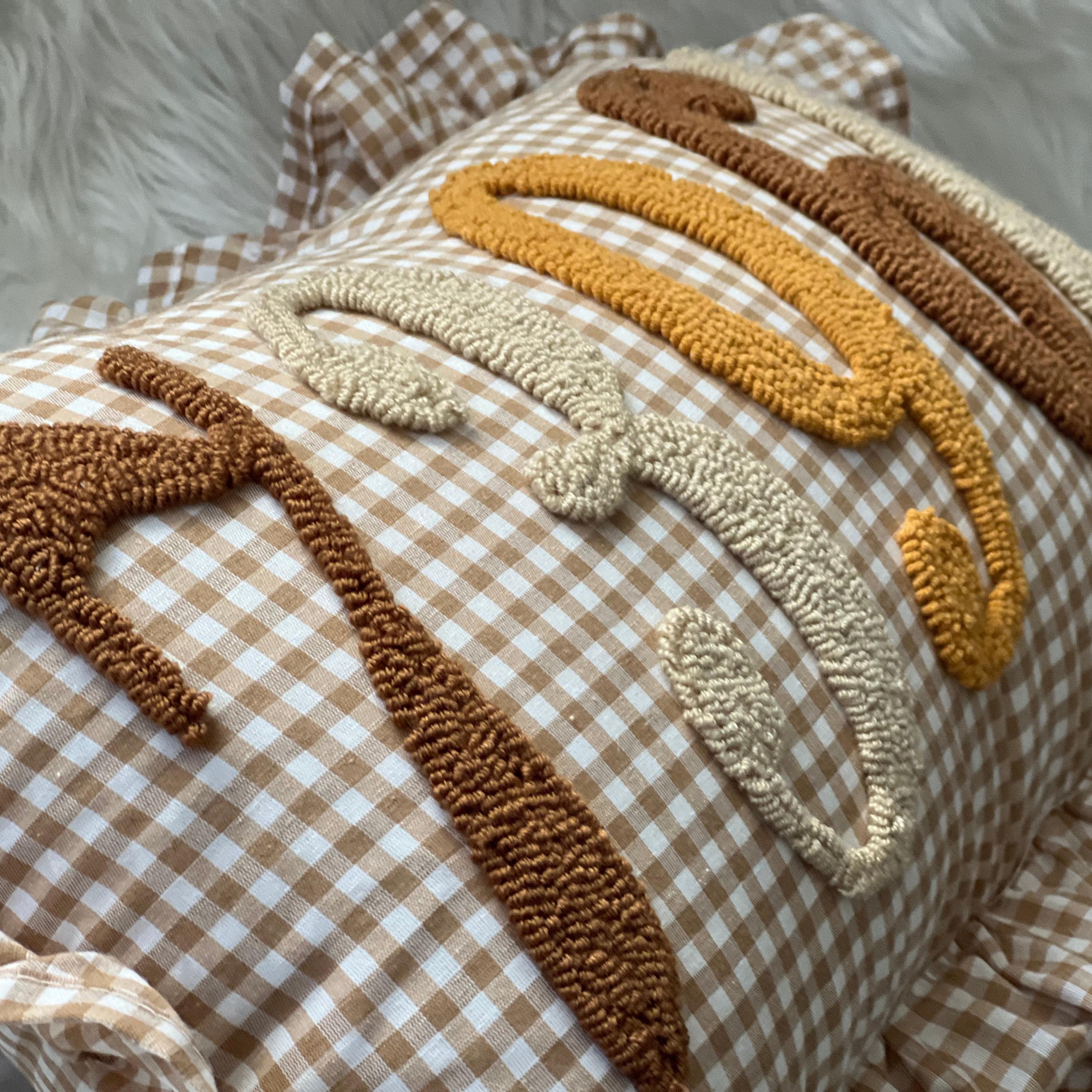 Custom Zip Code Punch Needle Pillow, Ruffle Punch Needle Cushion ...