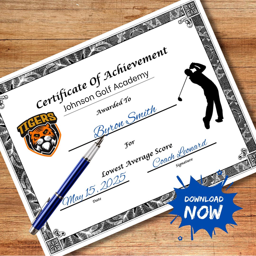 Award Your Hard Working Golf Team With These Achievement Certificates ...