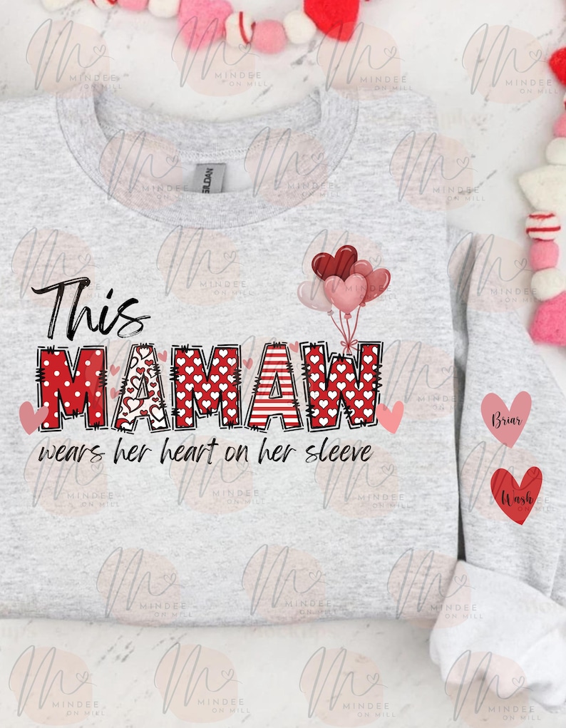 Custom This Mamaw Wears Her Heart on Her Sleeve, Personalized Valentine ...