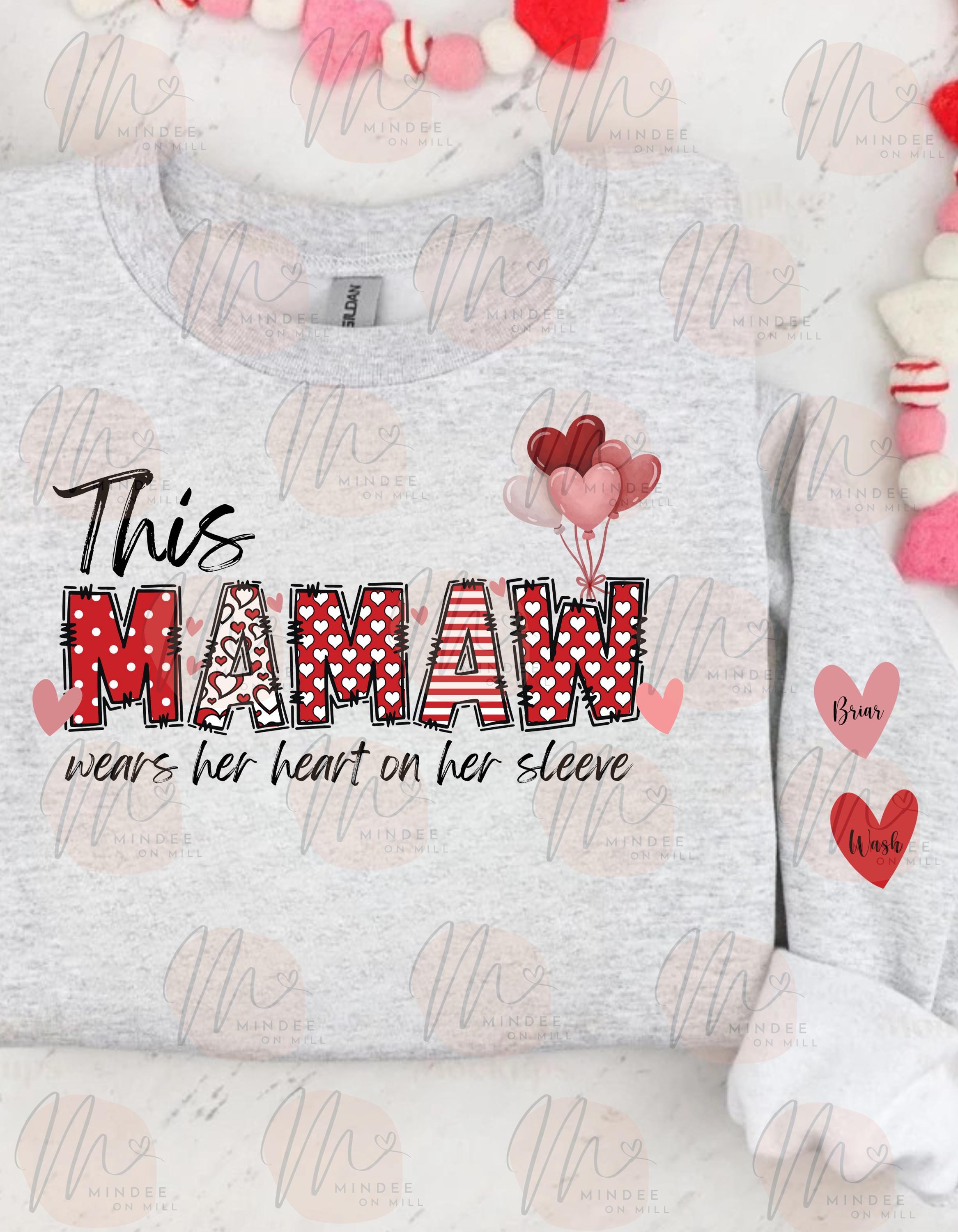 Custom This Mamaw Wears Her Heart on Her Sleeve, Personalized Valentine ...