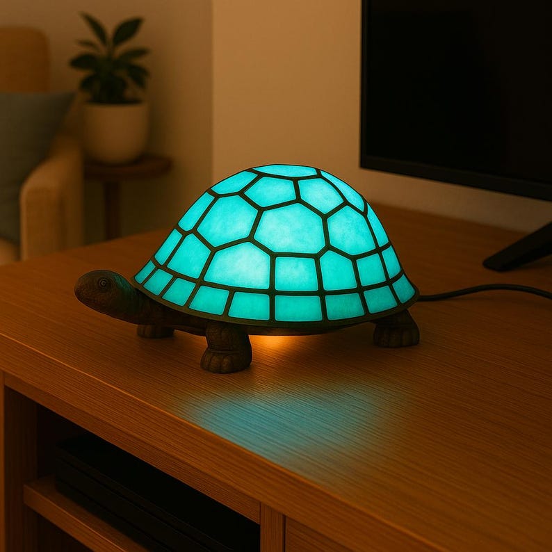 Turtle Tiffany Table Lamp | Stained Glass Lamp | Animal Lighting ...