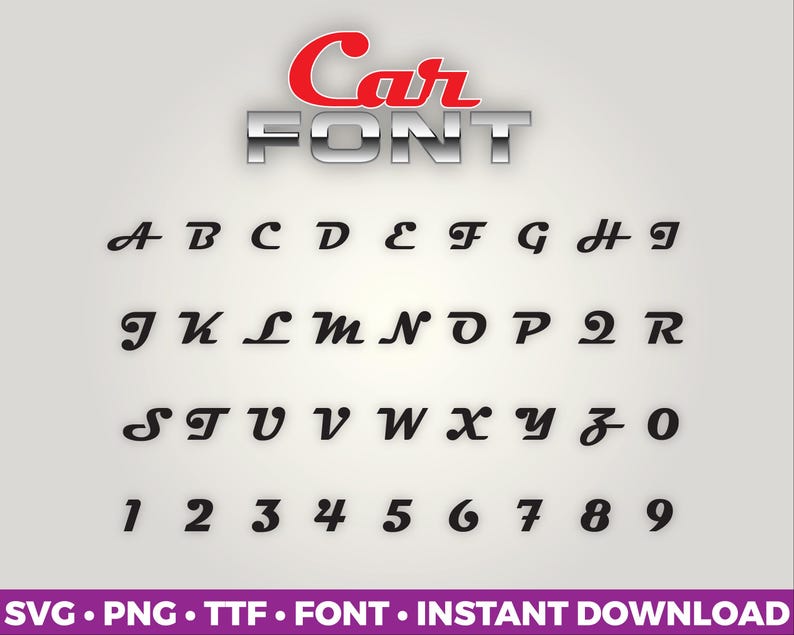 Cars Font Bundle SVG PNG JPG - Etsy