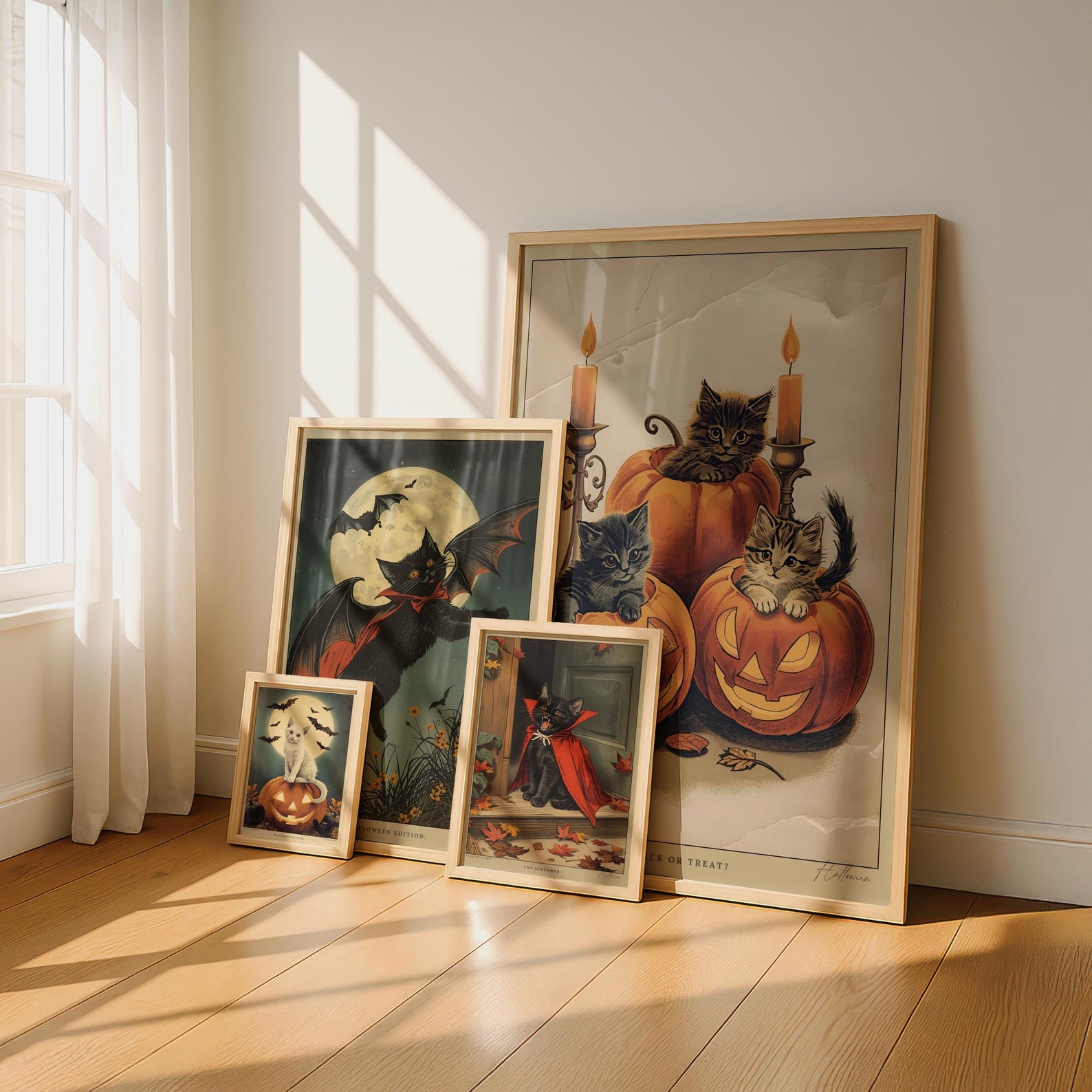 Vintage Halloween Gallery Wall Art Budnle of 16 Printable Witch Cat ...
