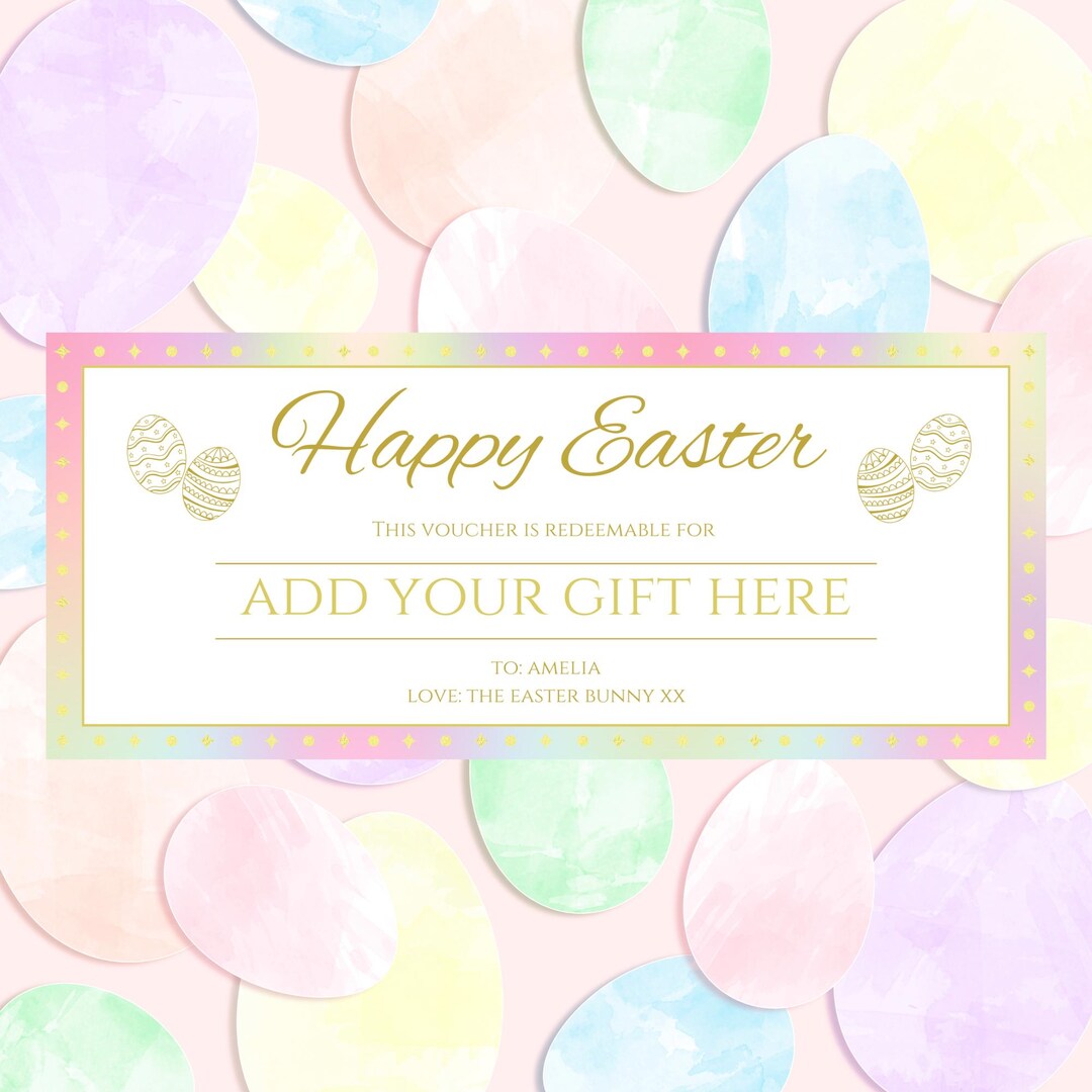 Easter Voucher, Easter Gift Voucher, Easter Coupon, Editable Easter ...