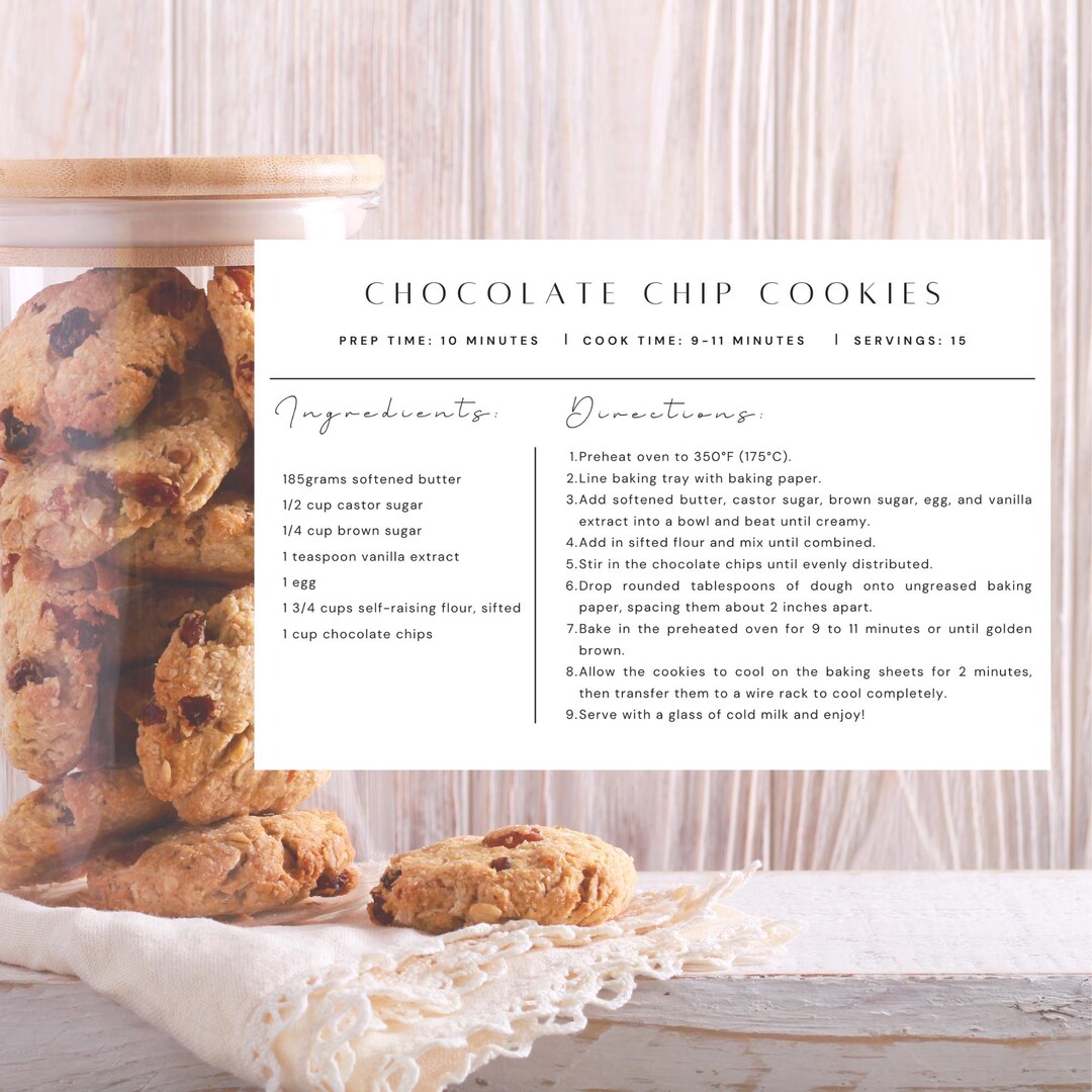 Recipe Card, Editable Recipe Card, Recipe Card Template, Printable ...