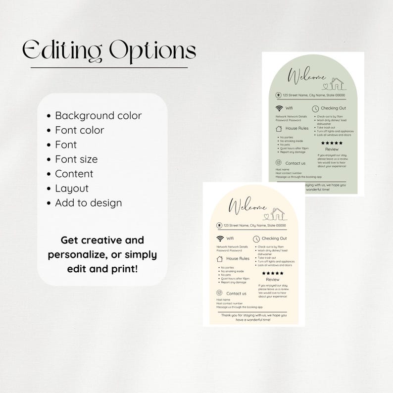 Welcome Sign for Airbnb, Guest Check-in Guide, Editable Short Term ...