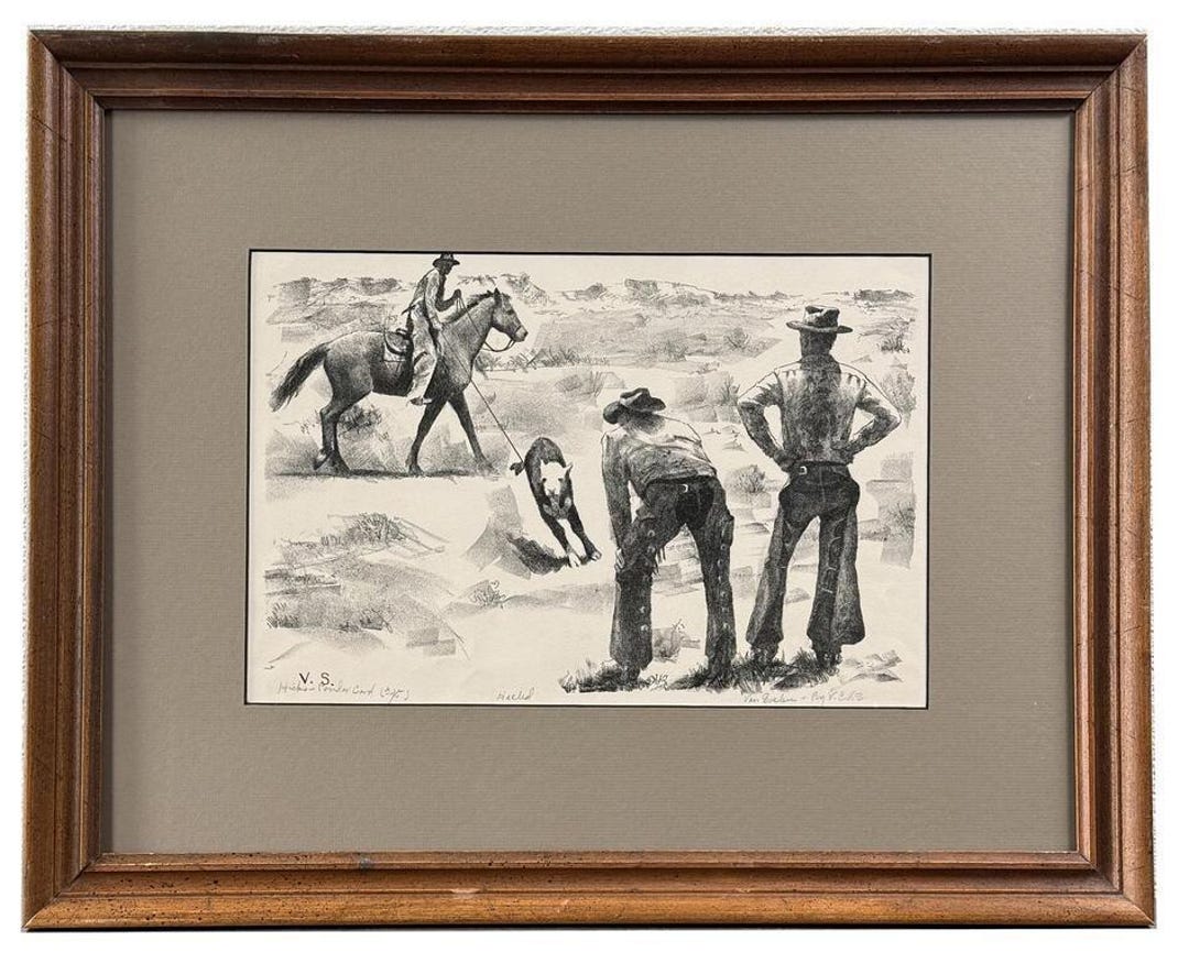Theodore Van Soelen Signed Lithograph Print, Framed Western Cowboy Art ...