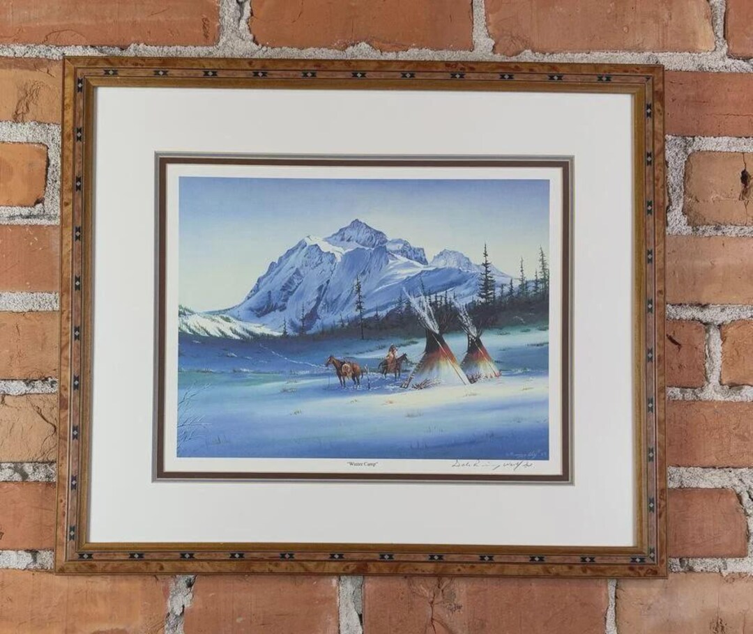 GALE RUNNING WOLF Sr "winter Camp" Limited Lithograph Print, Framed ...