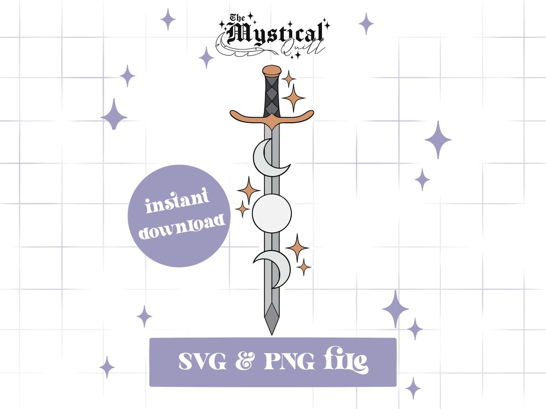 Sword Moon Phase Svg Png File, Sword Drawing Svg, Sword Svg File ...