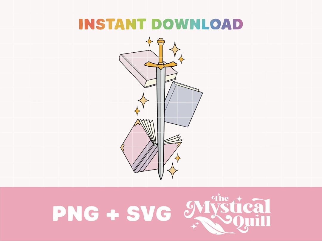 Sword Books SVG PNG Clipart | Fantasy Book Clip Art | Pastel Book PNG ...