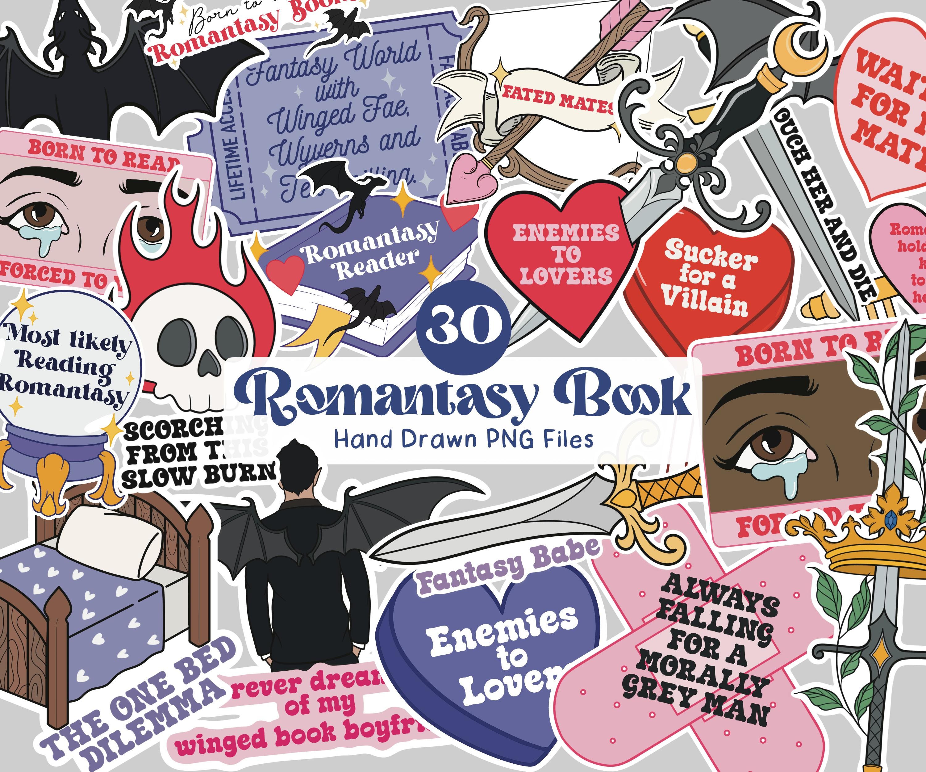 30 Romantasy Book PNG Files | Digi Stickers | Booktok Png Files | Dark ...