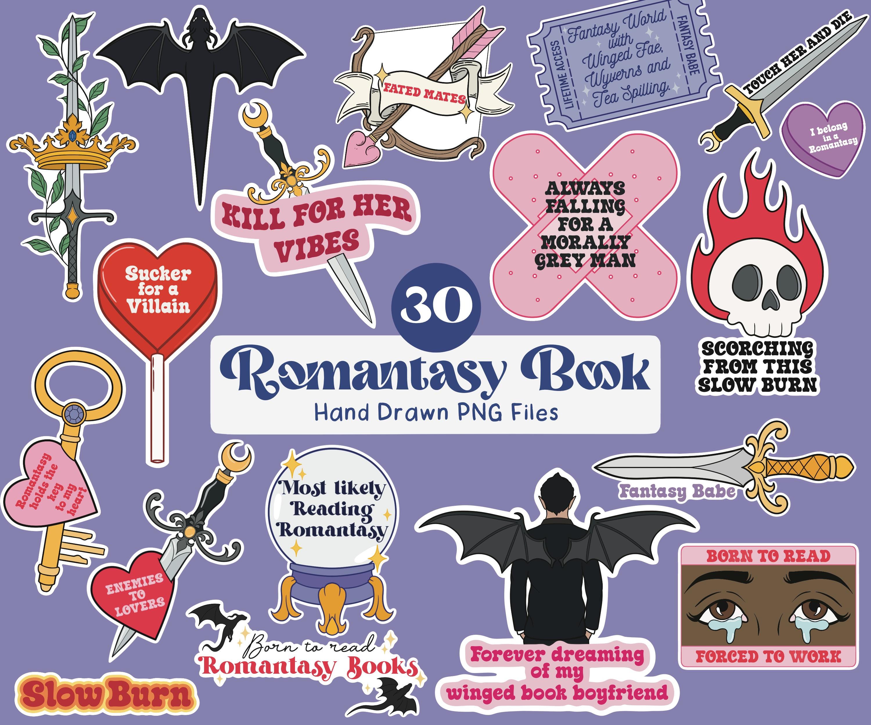 30 Romantasy Book PNG Files | Digi Stickers | Booktok Png Files | Dark ...
