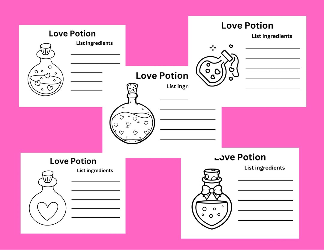 Love Potion Coloring Sheets - Etsy