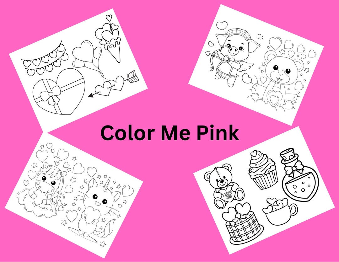 Valentine Day Coloring Sheets - Etsy
