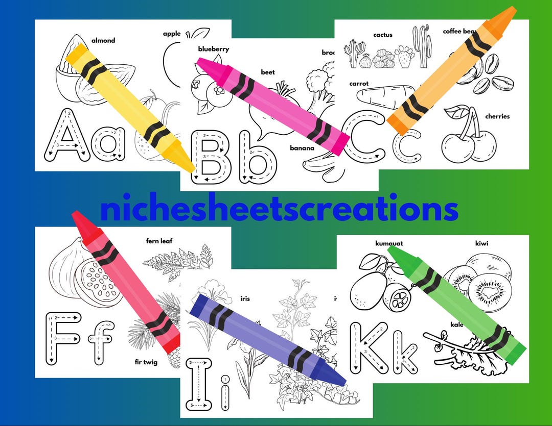 Botany Alphabet Coloring Sheets - Etsy