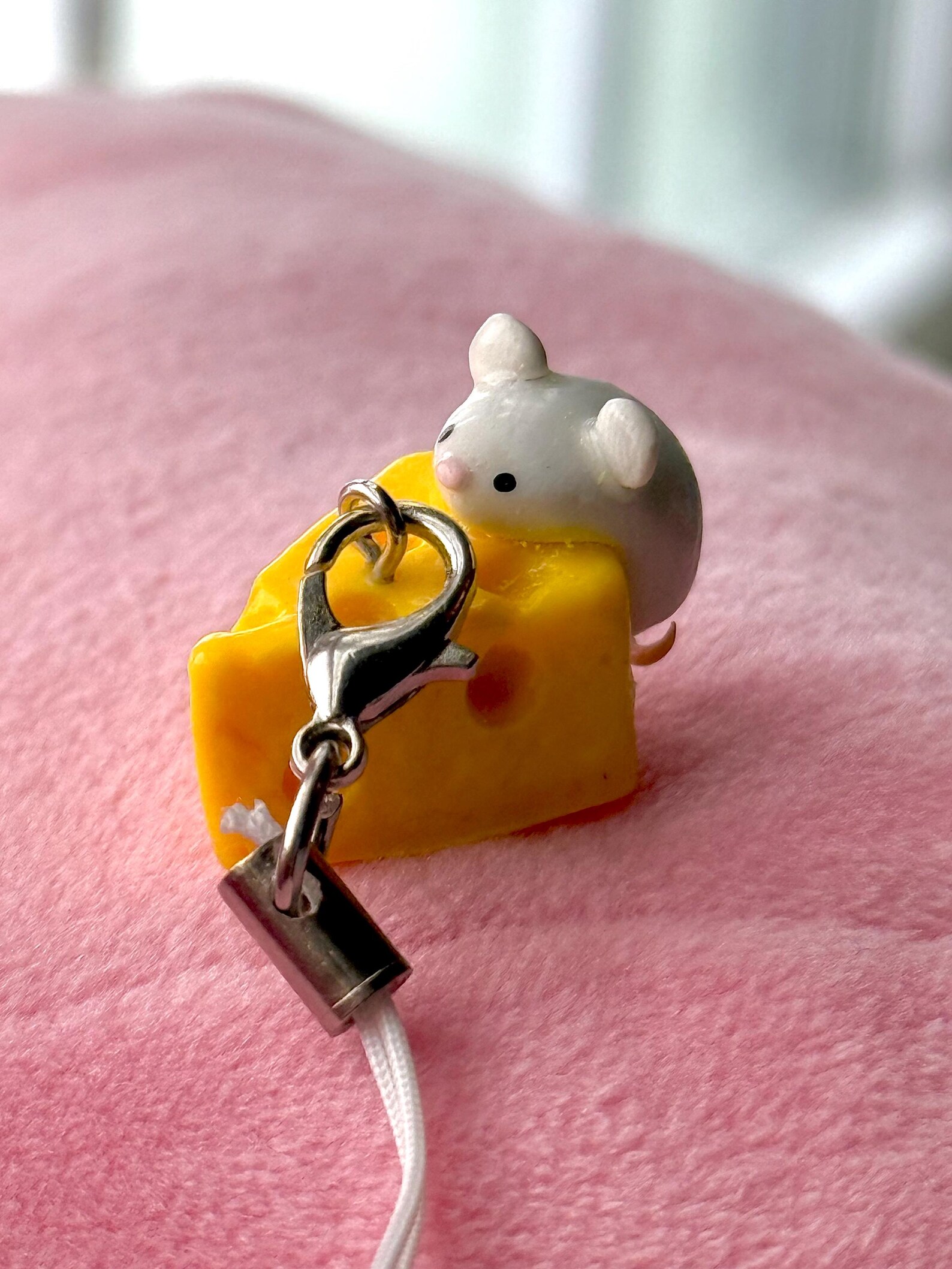 A Rat's Dream Mouse With Cheese Charm Handmade Polymer Clay Charm ...