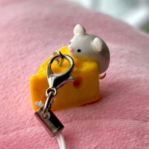 A Rat's Dream Mouse With Cheese Charm Handmade Polymer Clay Charm ...