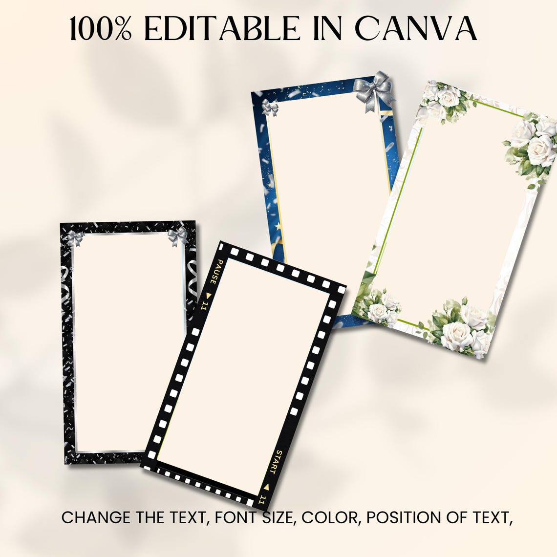 360 Photo Booth Overlays Template, 2 Sizes,editable Photobooth Video ...