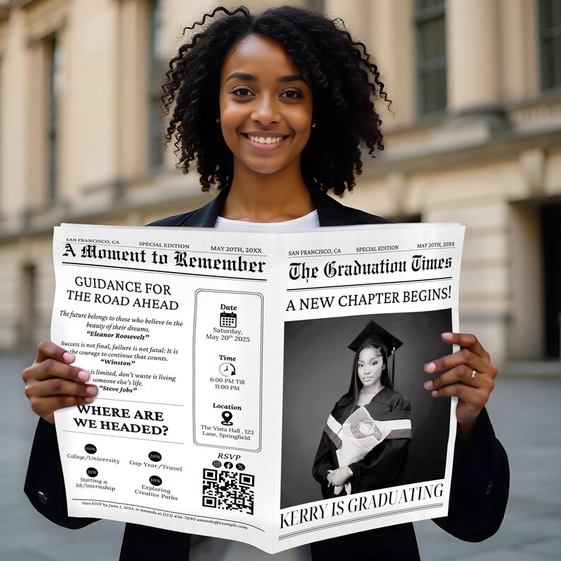 Graduation Newspaper Template, Photo 2025 Grad Newspaper Template,large ...