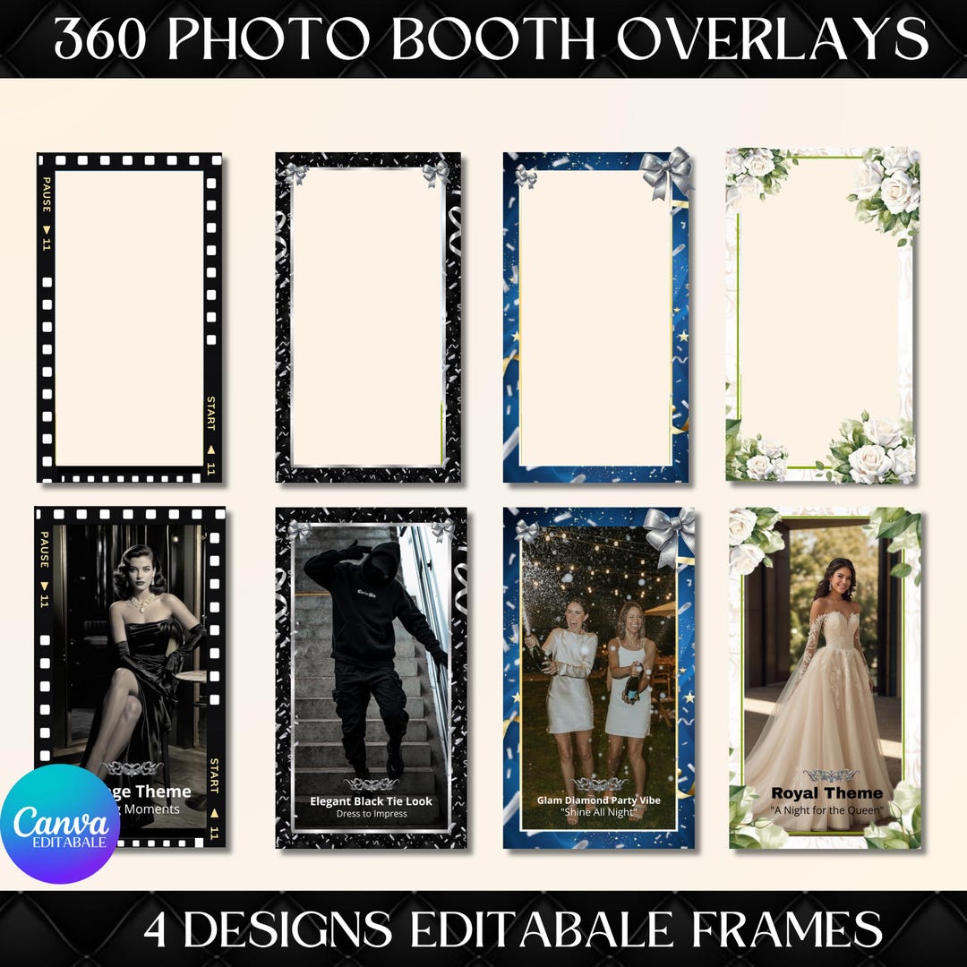 360 Photo Booth Overlays Template, 2 Sizes,editable Photobooth Video ...