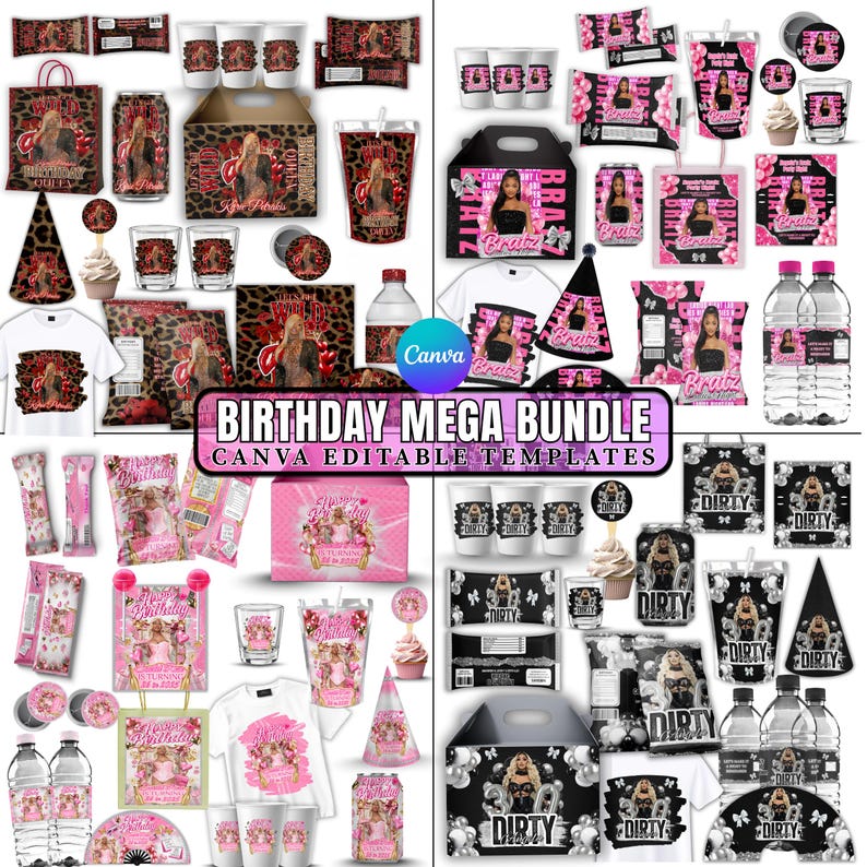 Personalized Party Pack, Red Cheetah Print, Dirty 30, Pink Birthday ...