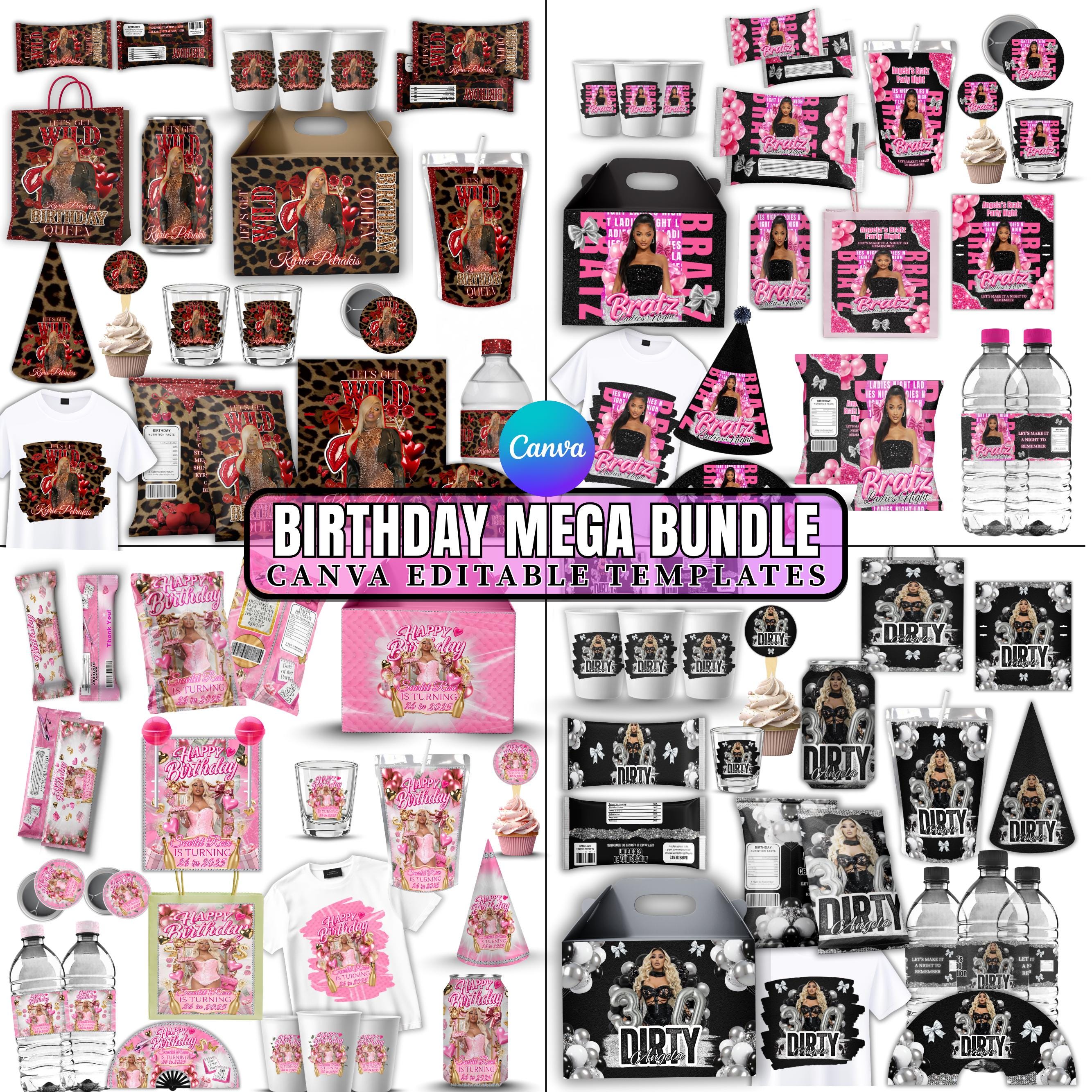 Personalized Party Pack, Red Cheetah Print, Dirty 30, Pink Birthday ...