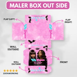 Wig Mailer Box Design, Premade Custom Box Design, Lace Front Box ...