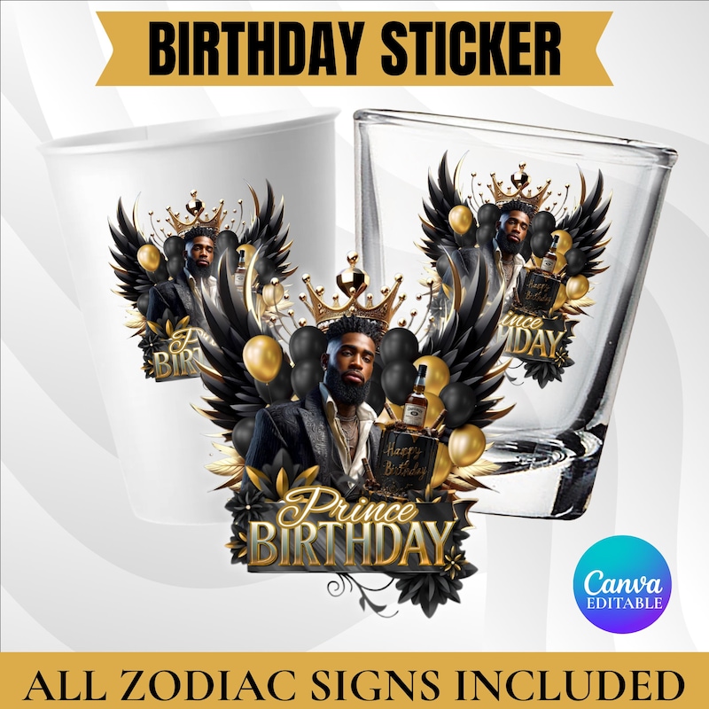 Black and Gold Cup Labels - Etsy