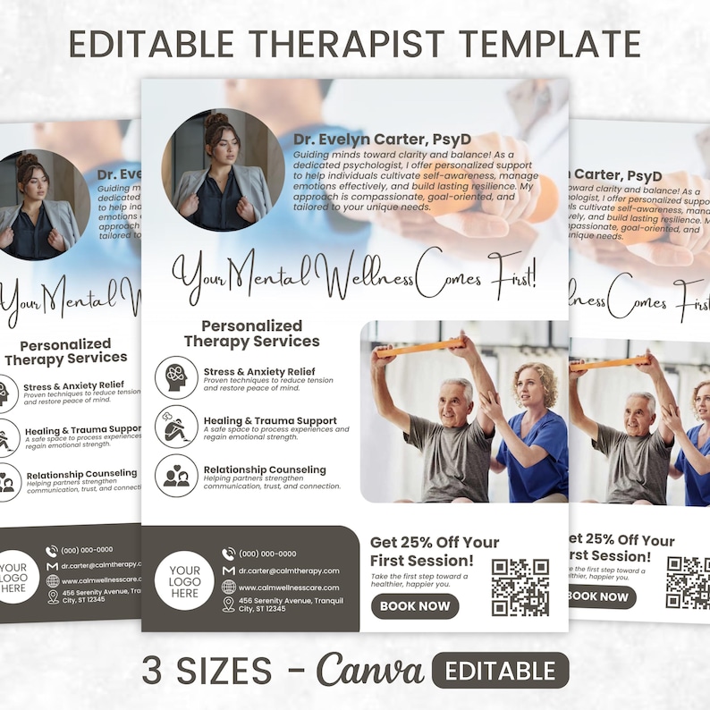 Therapy & Counseling Flyer, Mental Health Marketing Flyer, Psychology ...