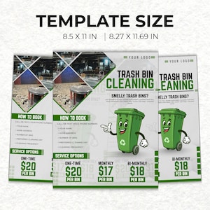 Trash Bin Cleaning Flyer, Garbage Can Wash Marketing Flyer, Dumpster ...