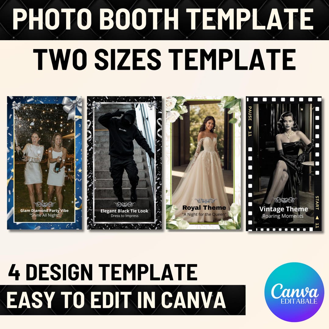 360 Photo Booth Overlays Template, 2 Sizes,editable Photobooth Video ...