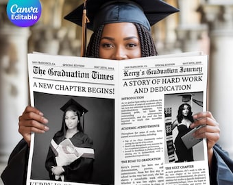 Graduation Newspaper Template, Photo 2025 Grad Newspaper Template,large ...
