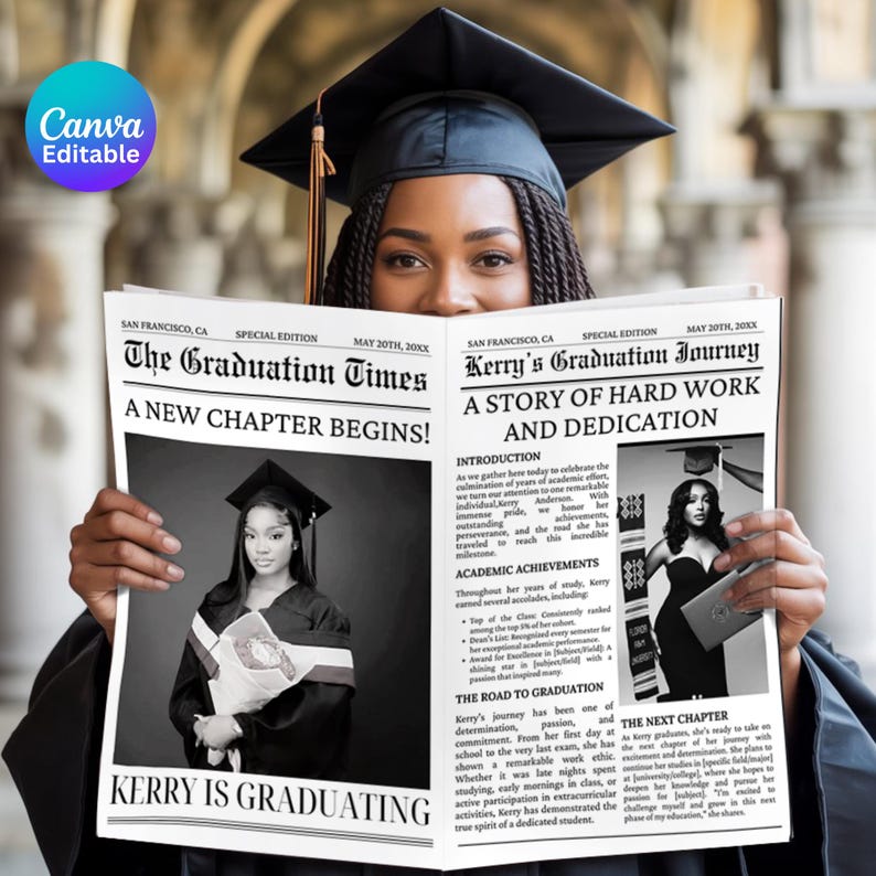 Graduation Newspaper Template, Photo 2025 Grad Newspaper Template,large ...