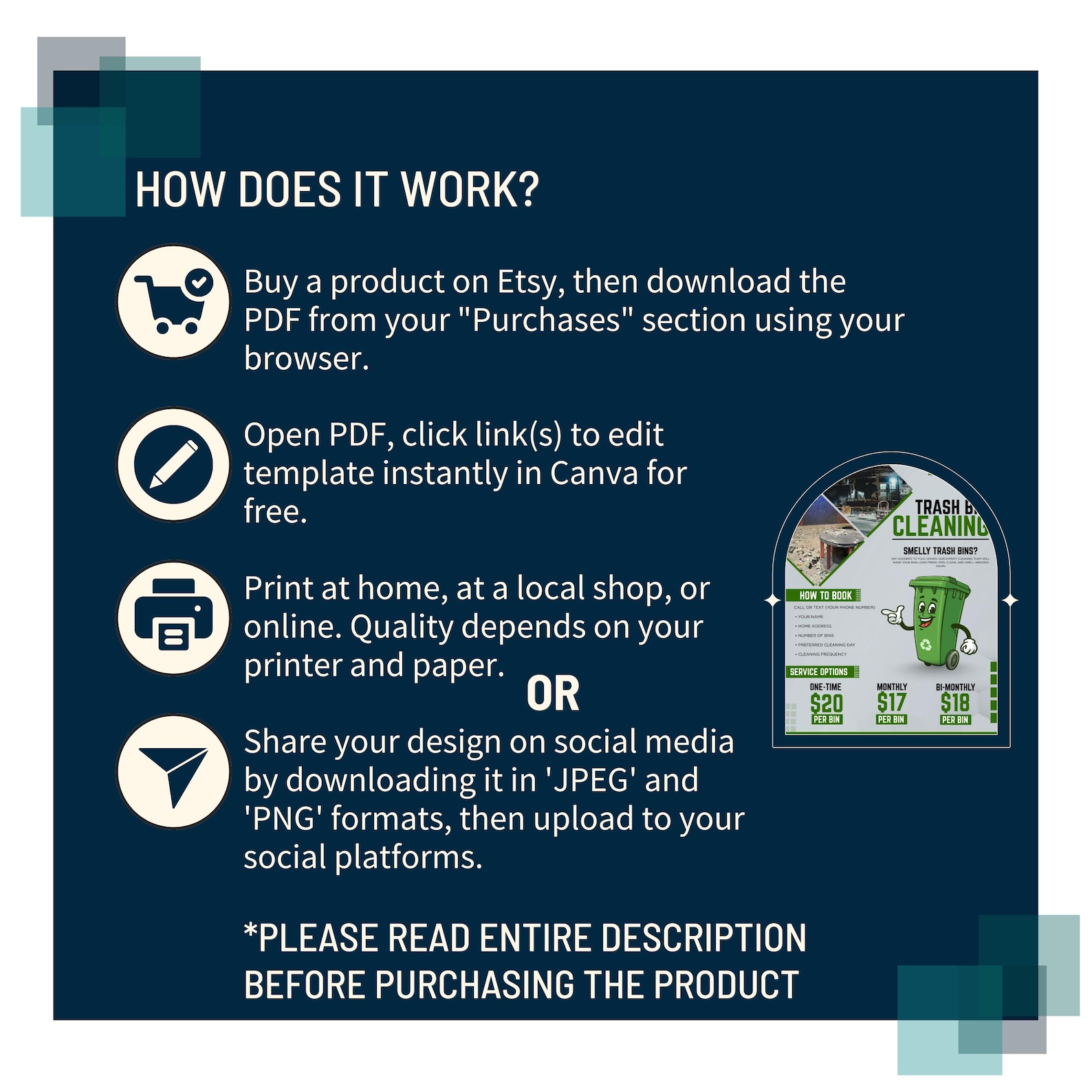 Trash Bin Cleaning Flyer, Garbage Can Wash Marketing Flyer, Dumpster ...