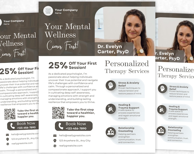 Counseling Psychology Therapy Brochure Templates Design, Mental Health ...