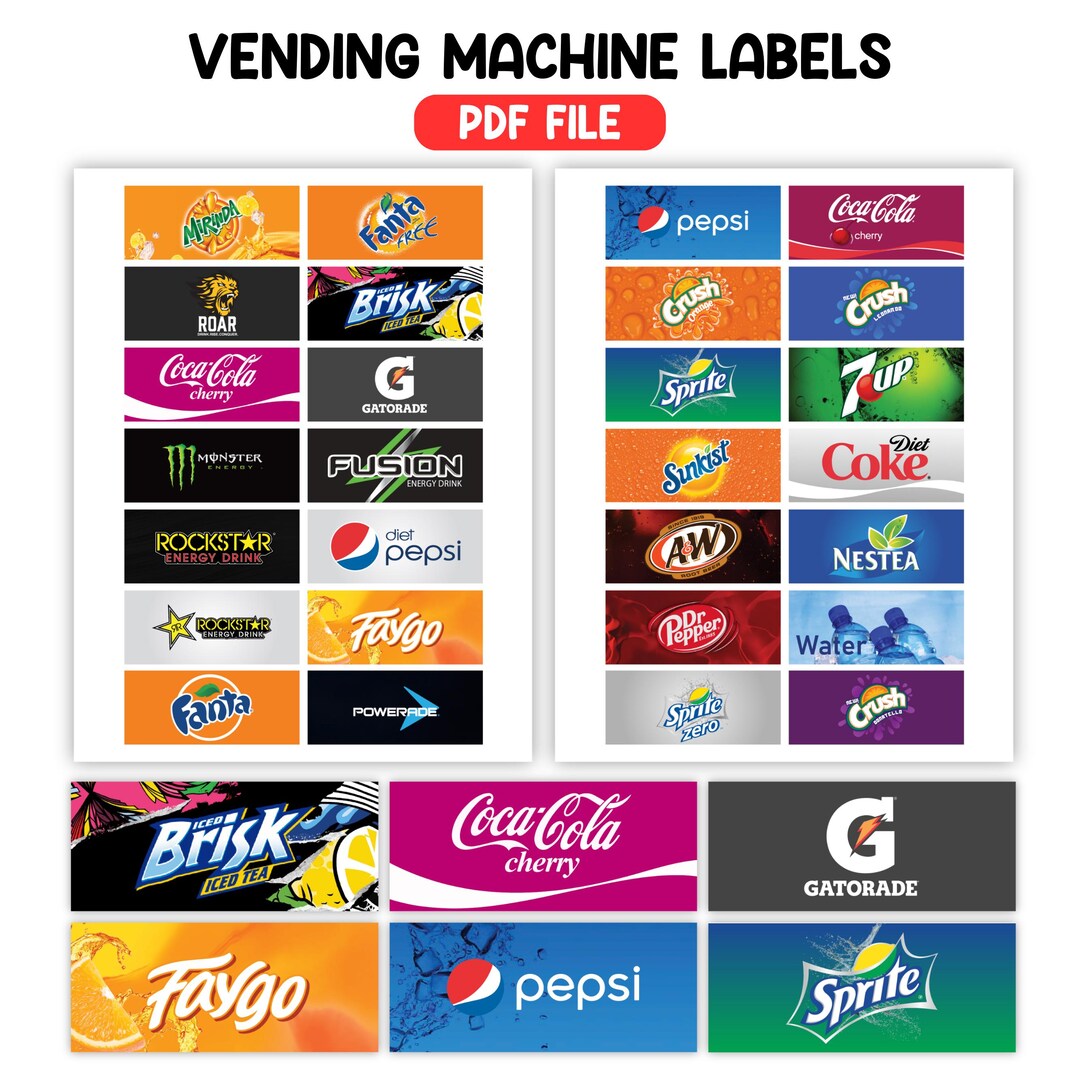Vending Machine Label, High Quality Labels, Sparkling Water and Soda ...