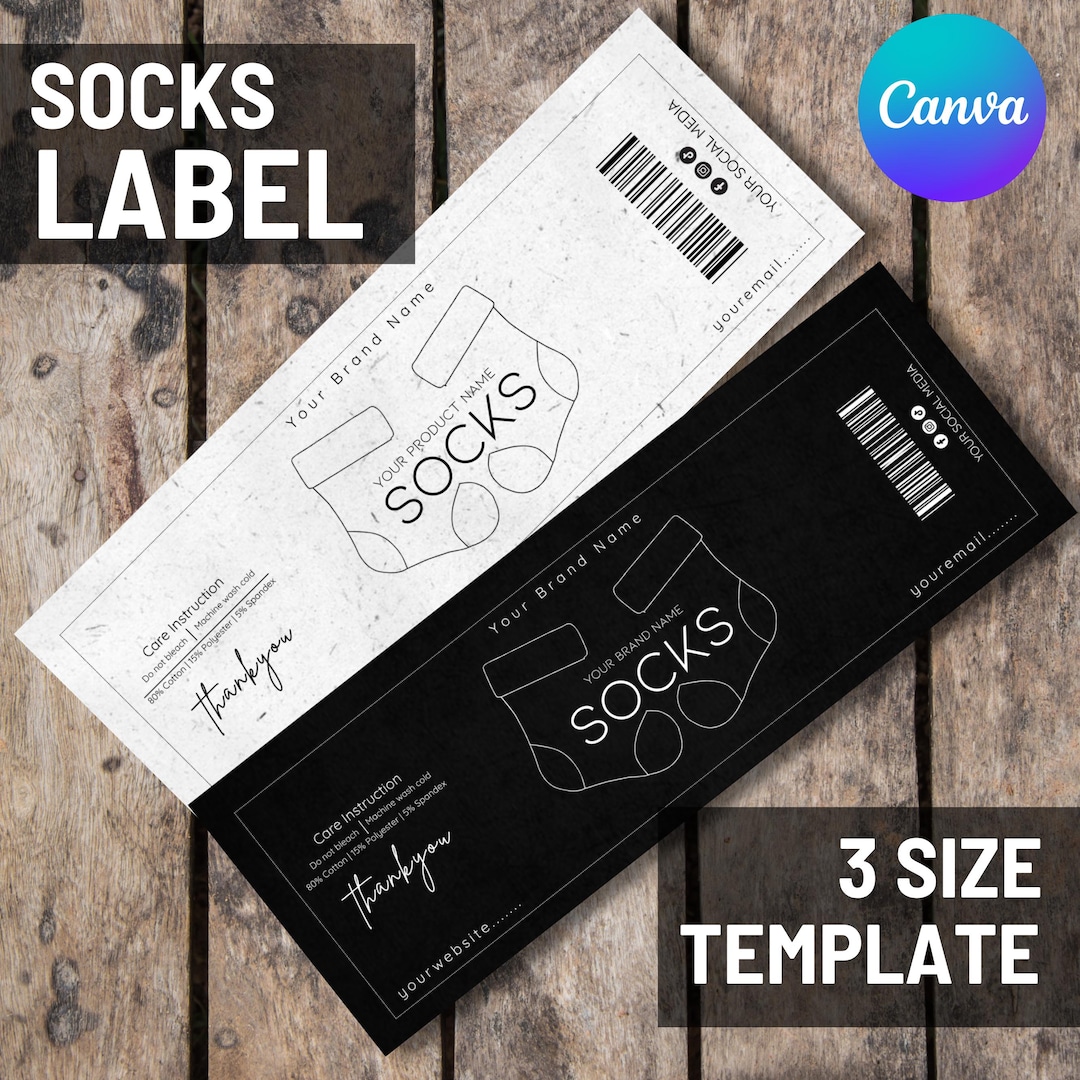 Editable Socks Label Template, Socks Packaging Template, Socks Wrap ...