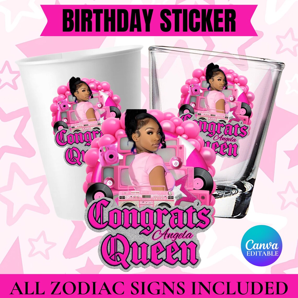 Birthday Sticker, Y2k Party Styrofoam Cup Sticker, Retro 2000 Birthday ...