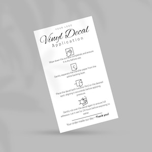 Printable Vinyl Decal Application Card,vinyl Decal Care Card ...