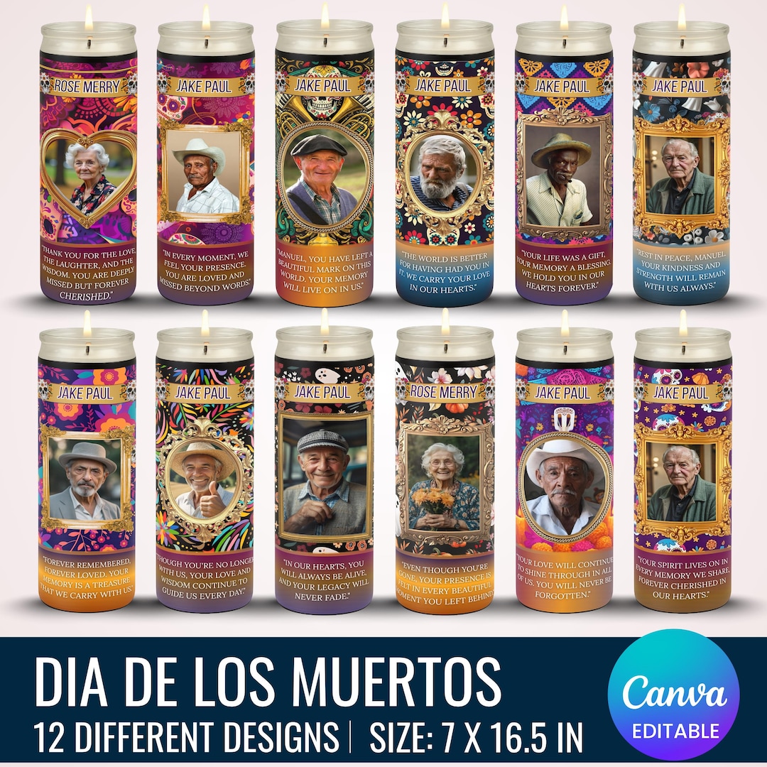 Dia De Los Muertos, Editable Candle Label Template for Day of the Dead ...
