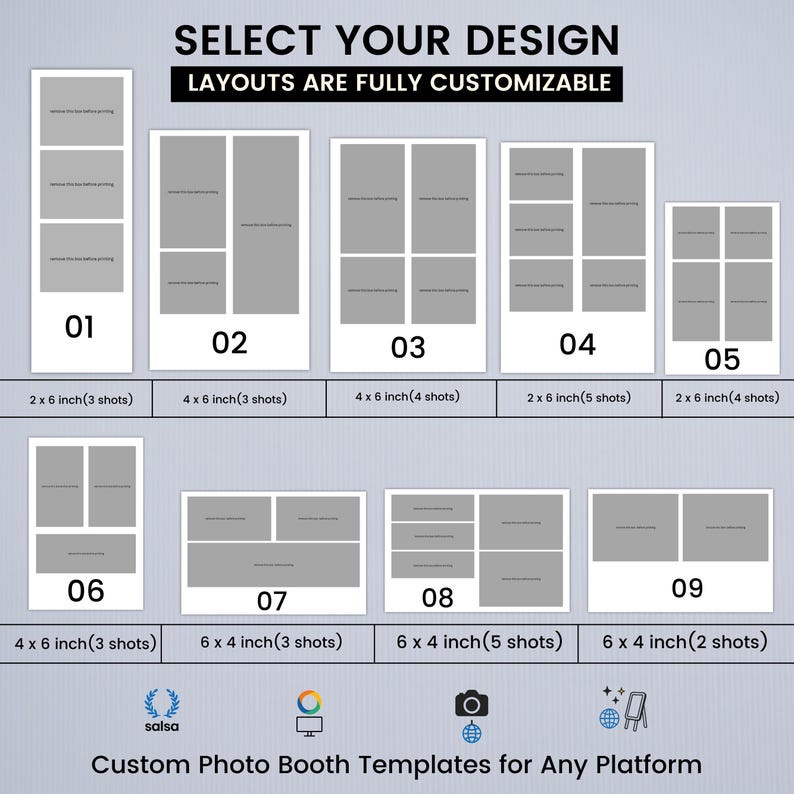 Personalized Photo Booth Templates, Custom Photo Booth 2x6 Strip, 4x6 ...