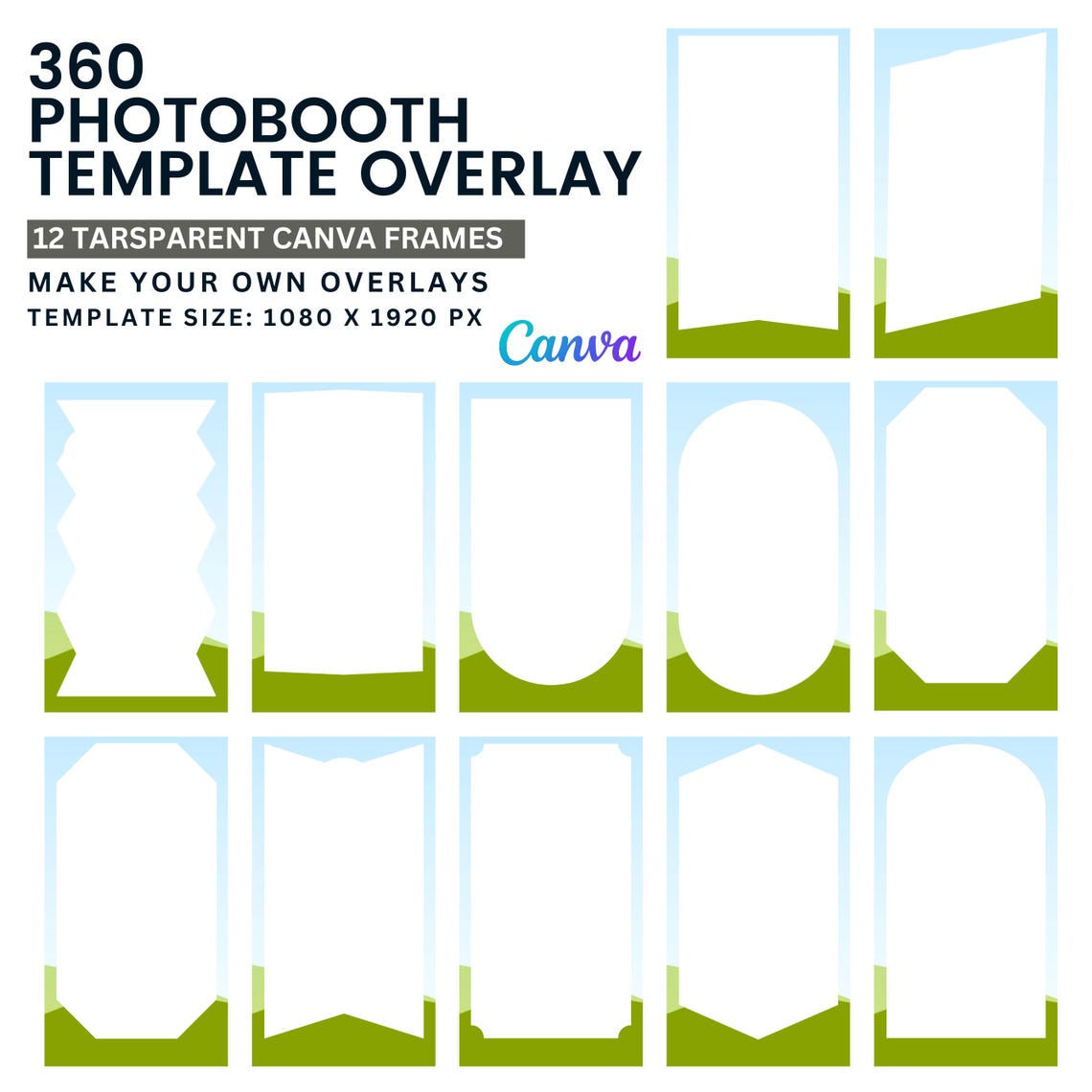 360 Photobooth Overlay Frames Templates, Canva Templates, 1080 X 1920 ...