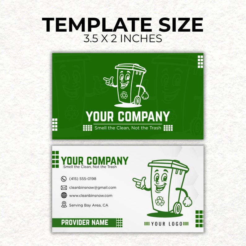 Trash Bin Cleaning Business Card, Garbage Can Wash Marketing Card ...