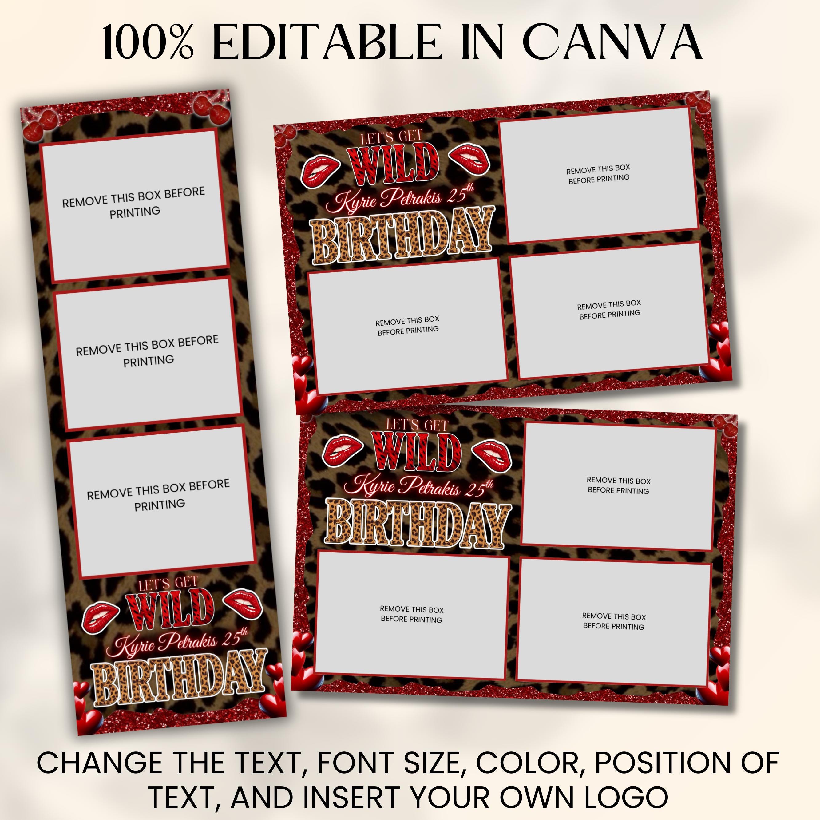 Cheetah Print Photo Booth Template, Red Cheetah Photo Strip Template ...