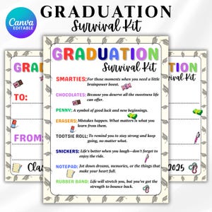 EDITABLE Graduation Survival Kit, After Graduation Survival Kit ...