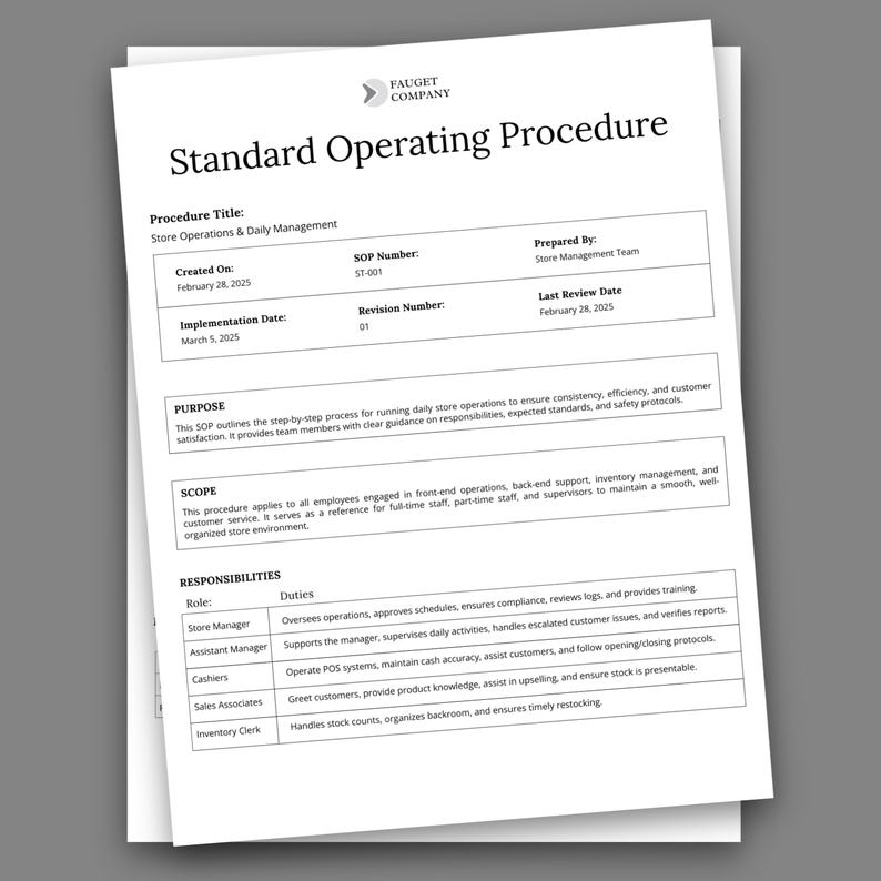Standard Operating Procedure Template for Equipment Manager, Simple SOP ...