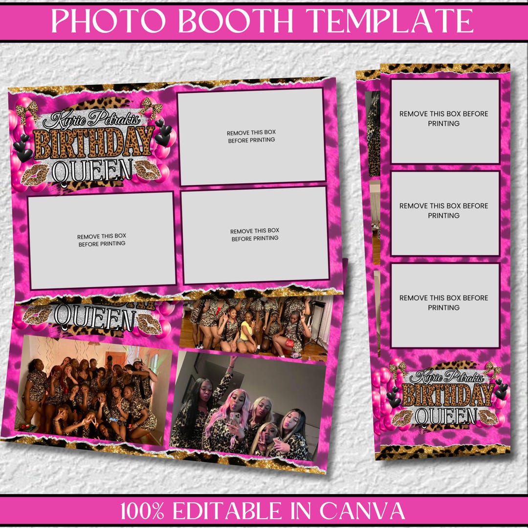 Pink Cheetah Print Photo Booth Template, Pink Cheetah Photo Strip ...